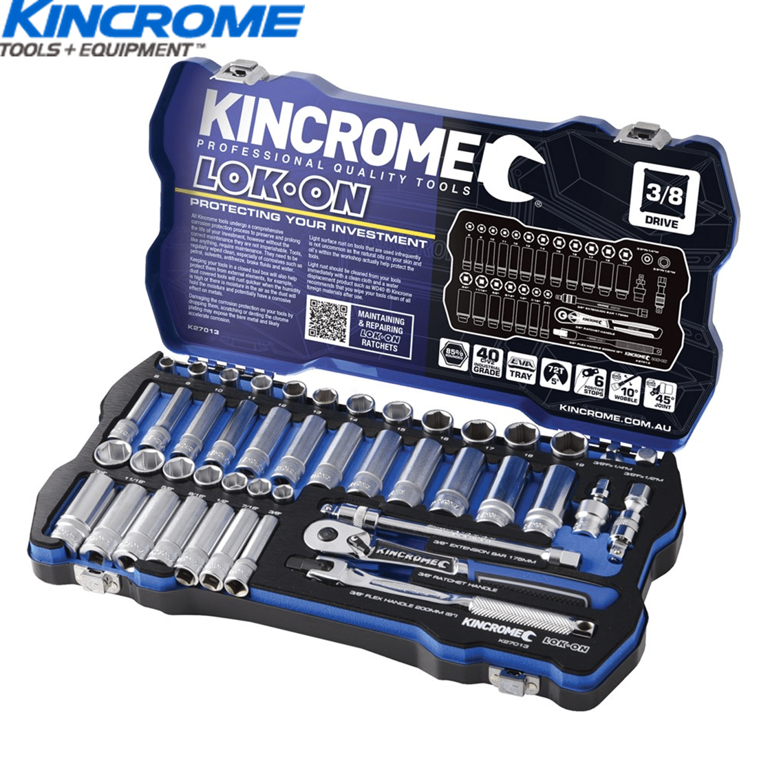 K27013 Kincrome Lok-On Socket Set Std & Deep 3/8″ Square Drive Metric ...