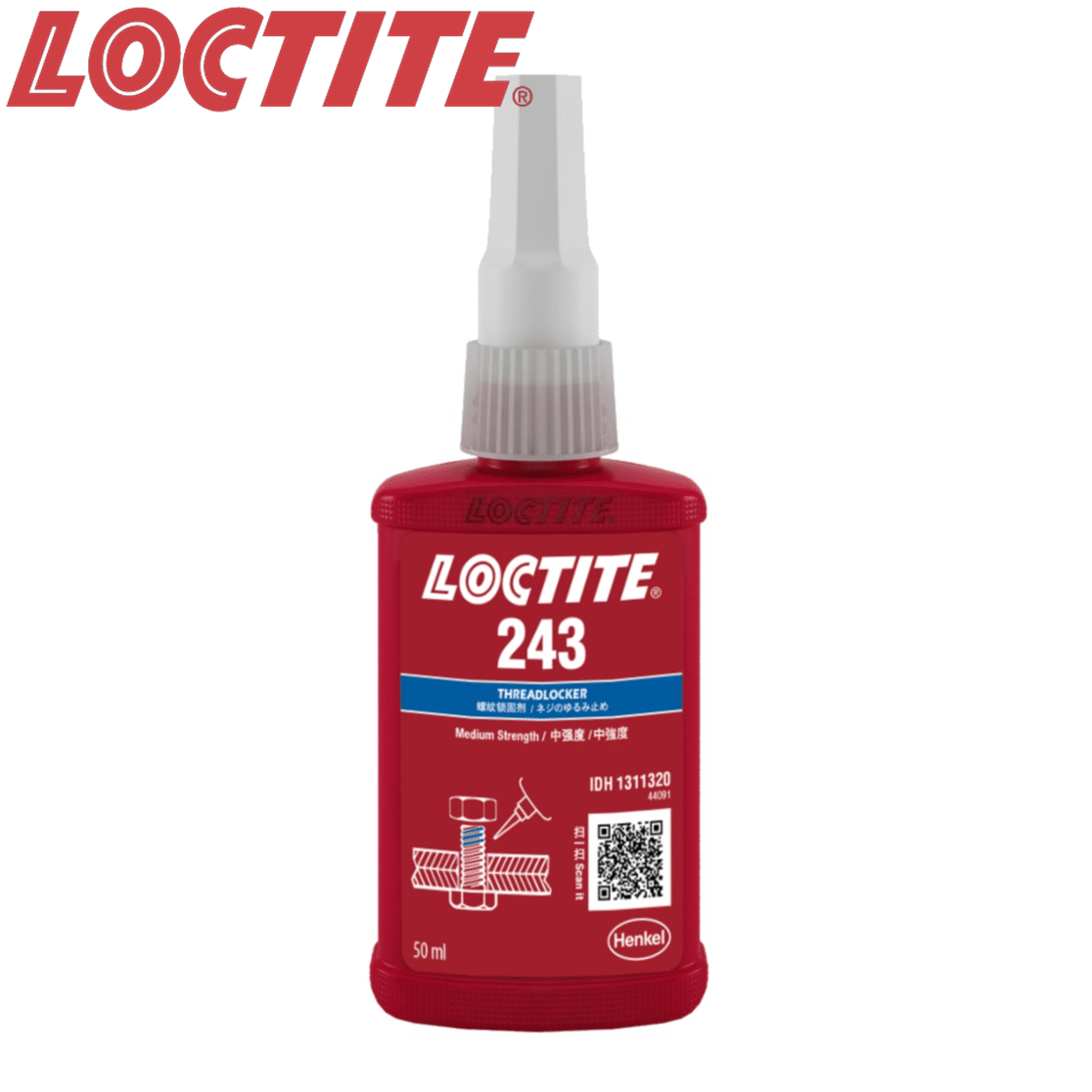 LOC50ML243 Loctite 243 Threadlocker Blue Medium Strength 50ml / 250ml ...