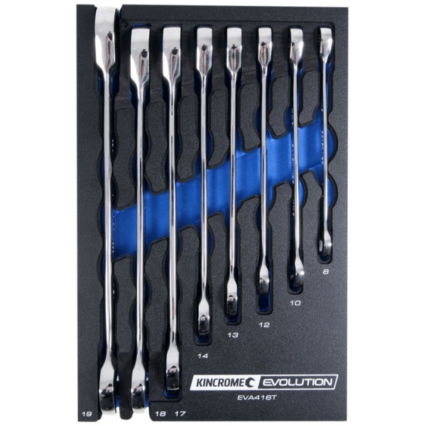 EVA416T Kincrome Metric Single Way Gear Spanner EVA Tray 8 Piece ...