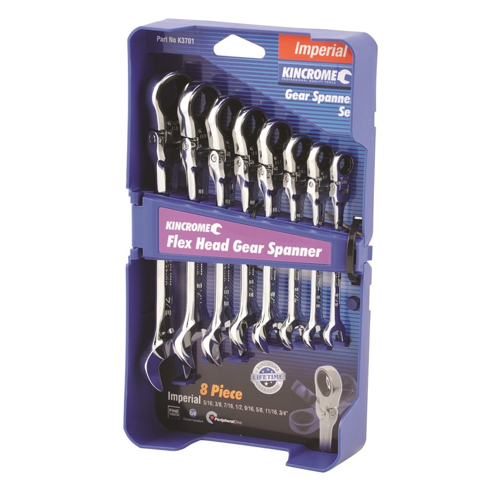 K3701 Kincrome Flex Head Gear Spanner Set 8 Piece – Imperial – Collins ...