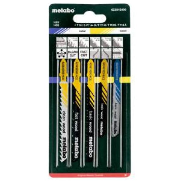 623645000 Metabo Jigsaw Blade Assortment 2, Wood + Metal + Plastic 5 Pk ...