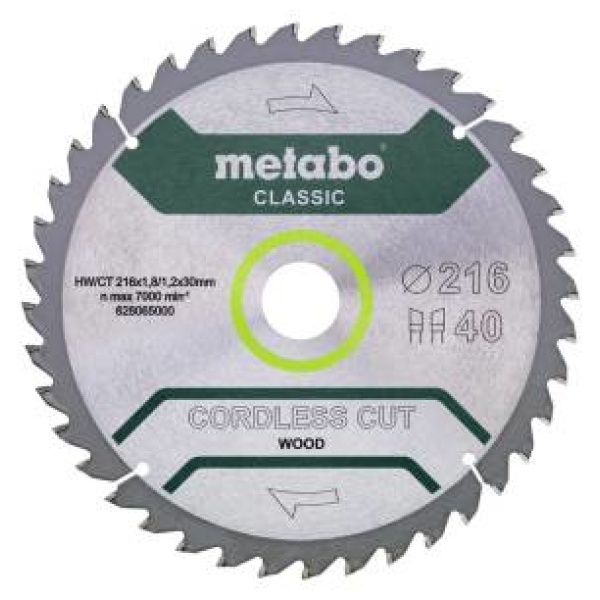 628065000 Metabo Circular Saw Blades – Cordless Cut Wood Classic 216X30 ...