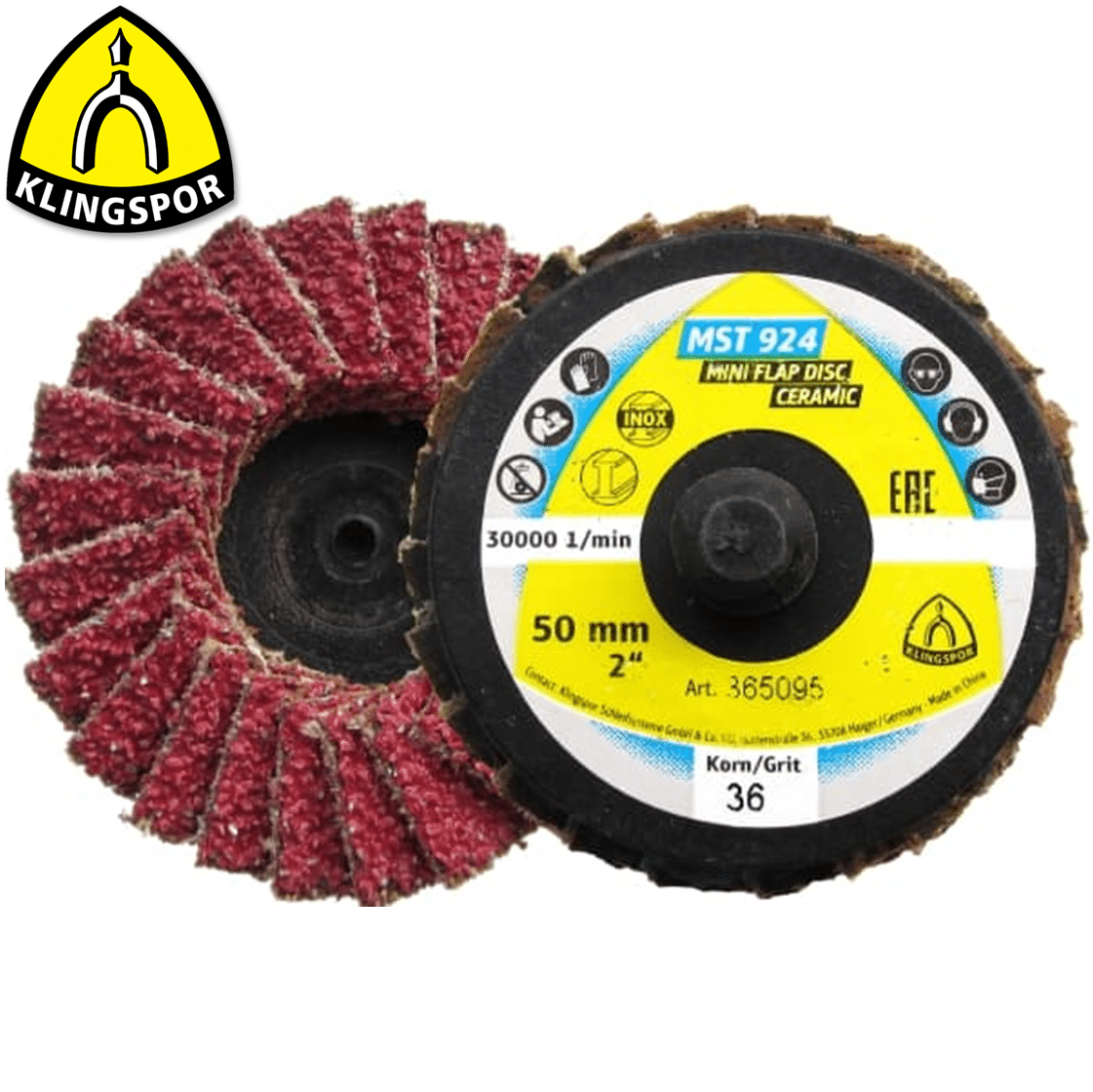 365144 Klingspor Mini Ceramic Flap Disc for Steel MST 924 Special ...