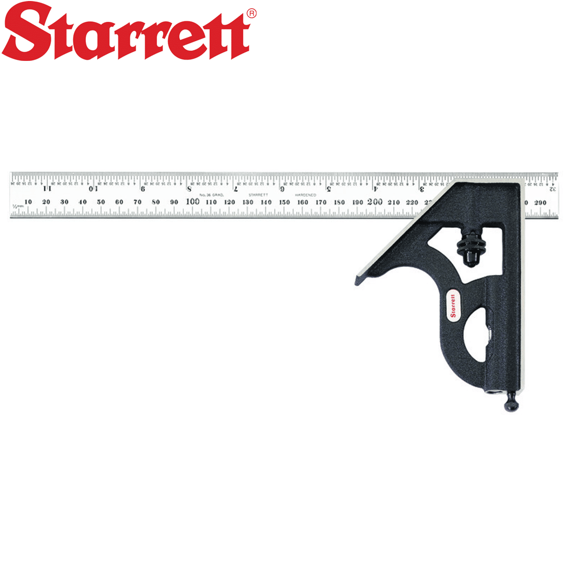 C11MEH-300 Starrett Combination Square with Square Head 300m and 11-3/ ...