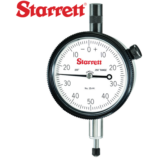 25-141J Starrett Dial Indicator Jeweled 2 1/4″ .250″ Range .001″ Grad ...