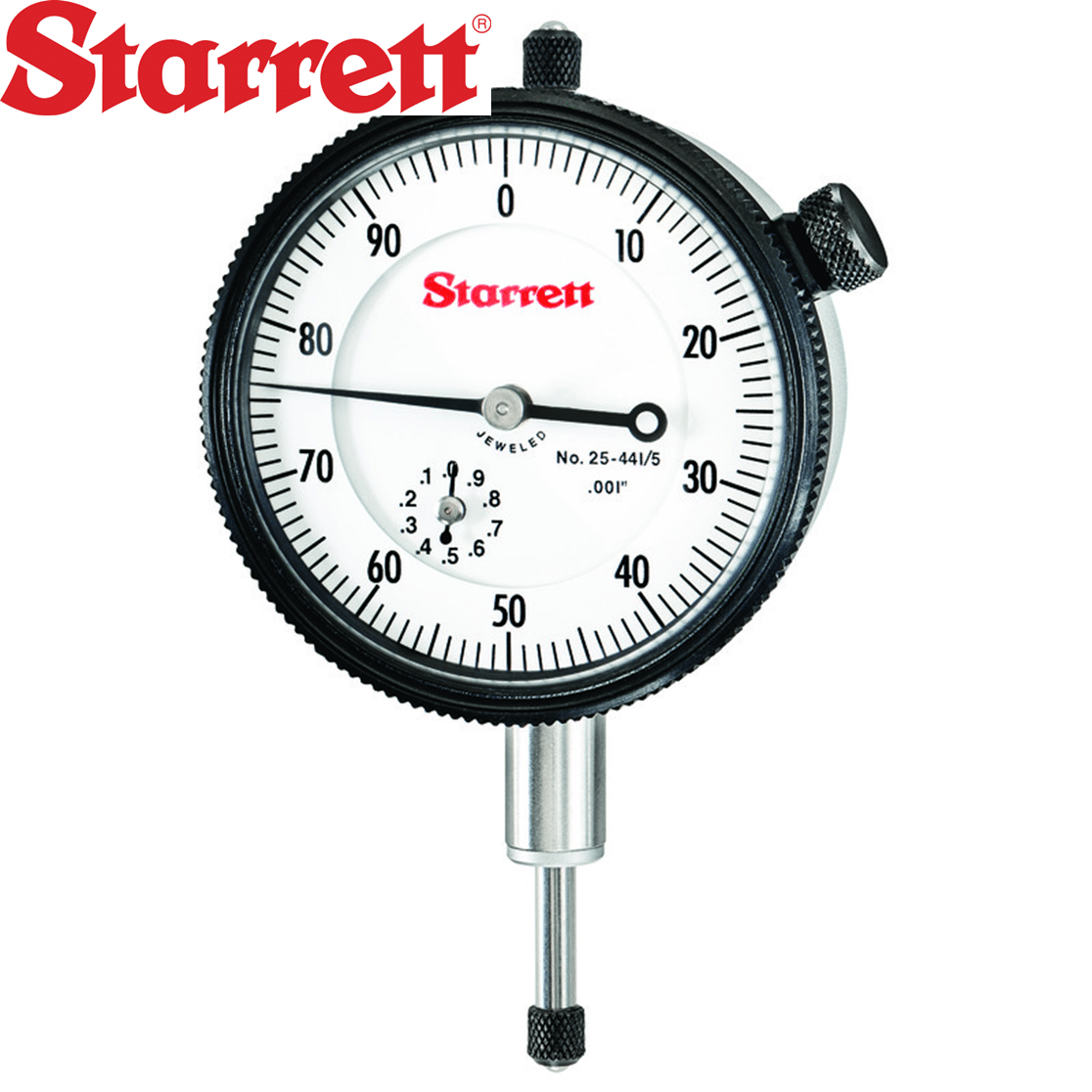 25-441/5J Starrett Dial Indicator Jeweled 2 1/4″ .500″ Range .001″ Grad ...