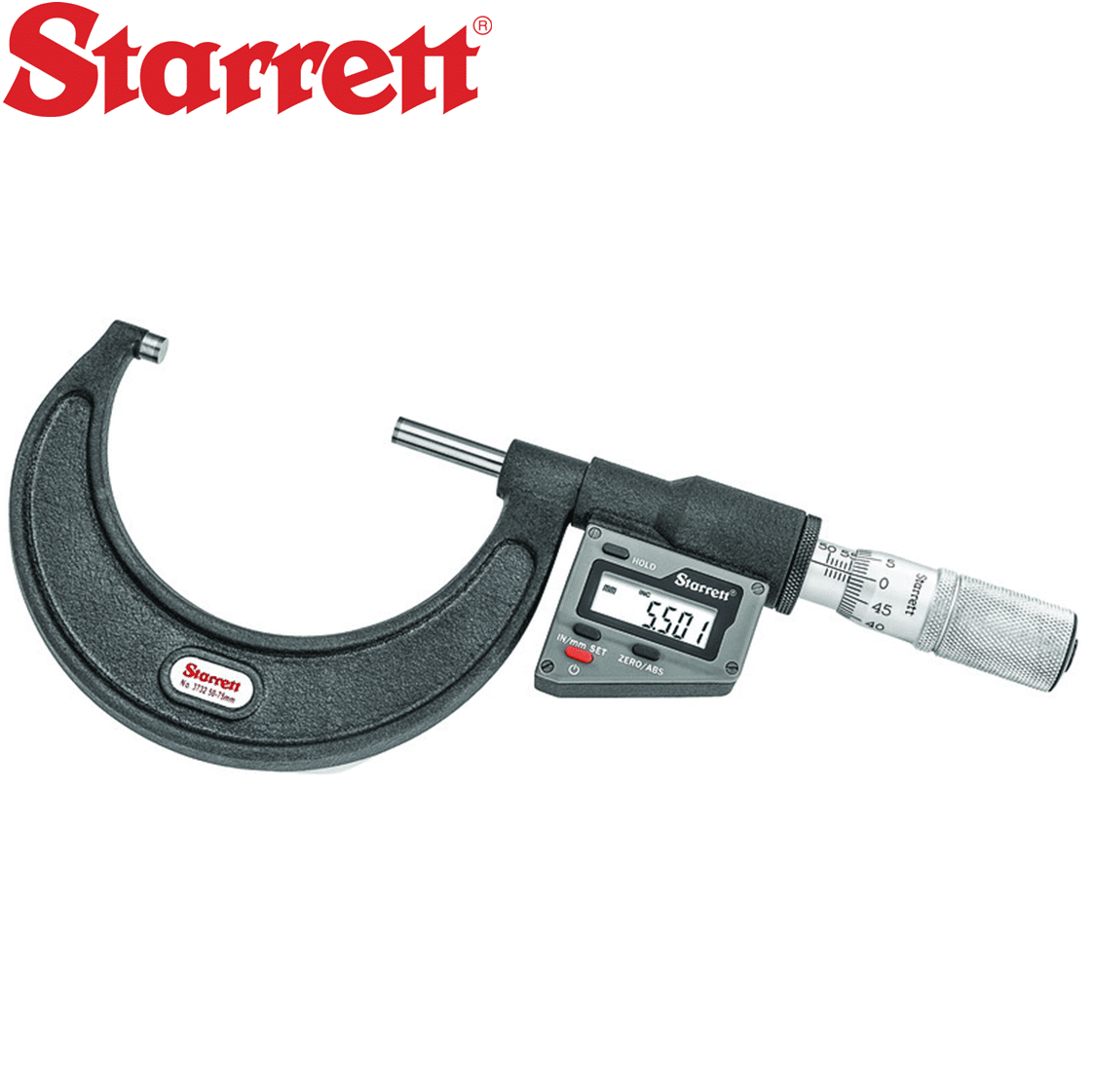 3732MEXFL-75 Starrett Digital Outside Micrometer without Output Inch/Metric Range: 50-75mm ...