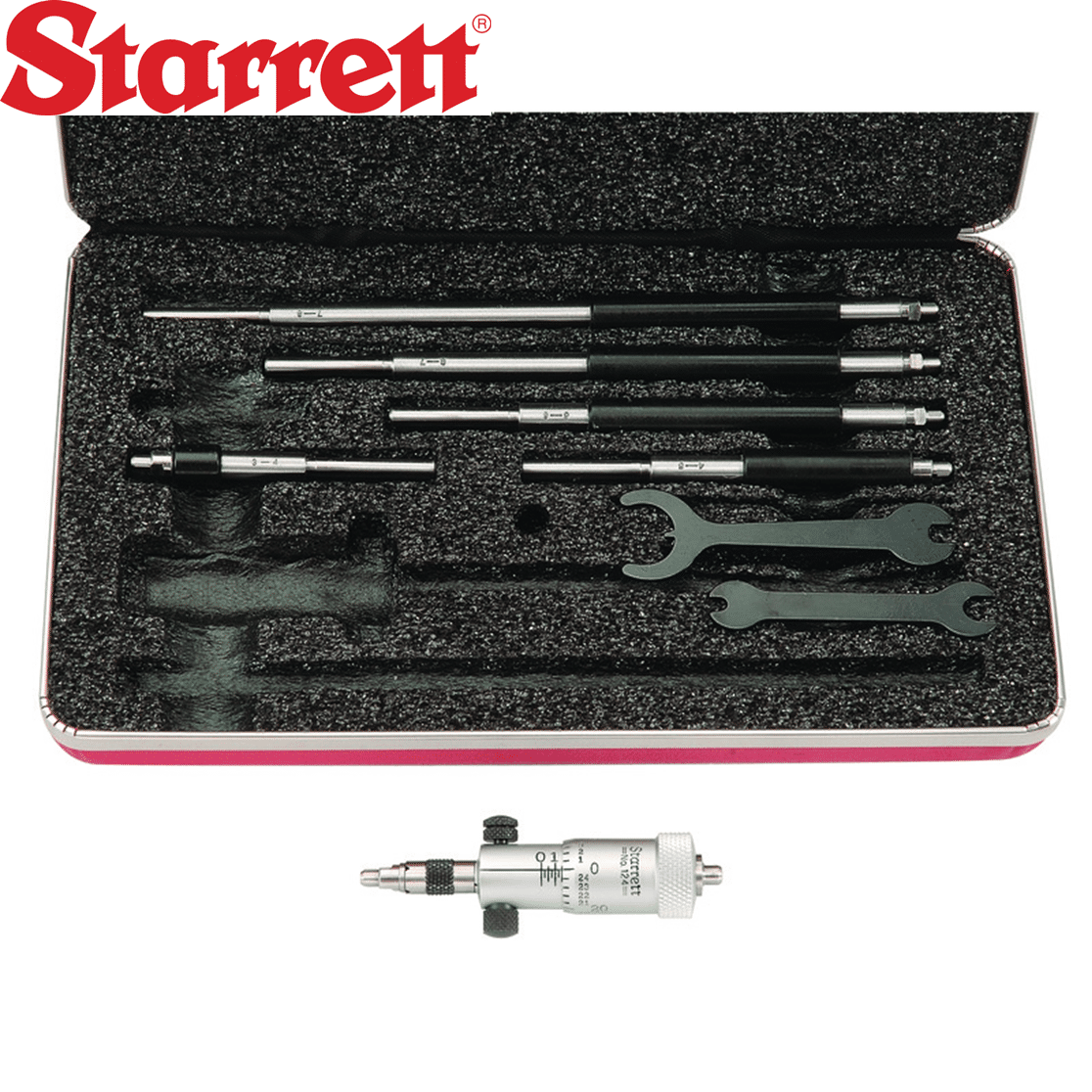 124AZ Starrett Inside Micrometer Set Solid Rods x 6 / Range 2 – 8 ...