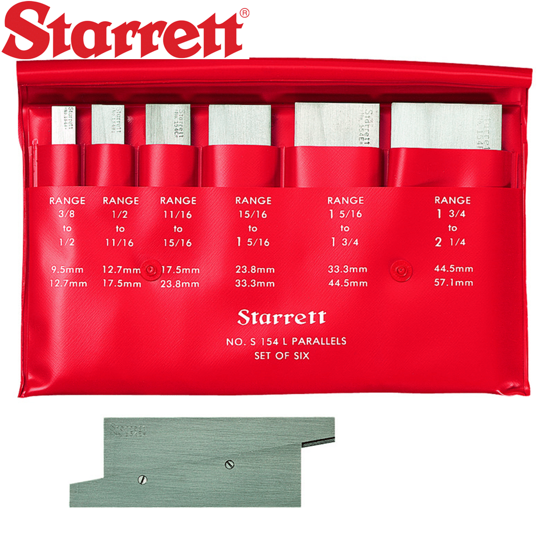 S154LZ Starrett Adjustable Parallel Set 6 Pce / Range: 9.5mm to 33mm ...