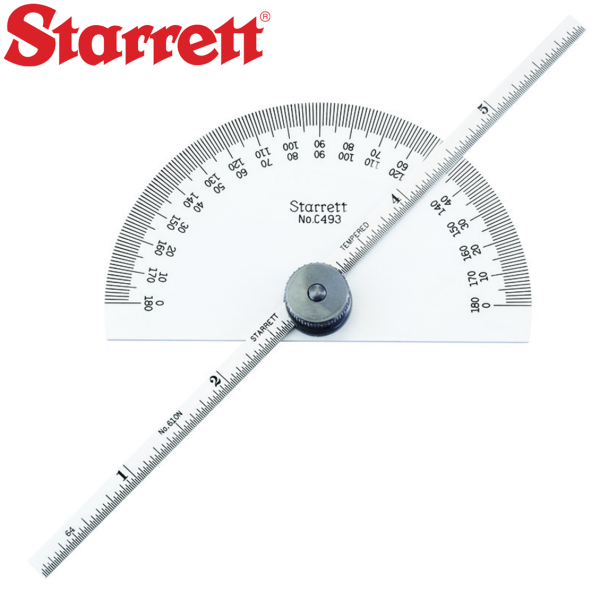 C493 Starrett Protractor Depth Gauge Satin Chrome Finish 6″ Rule ...