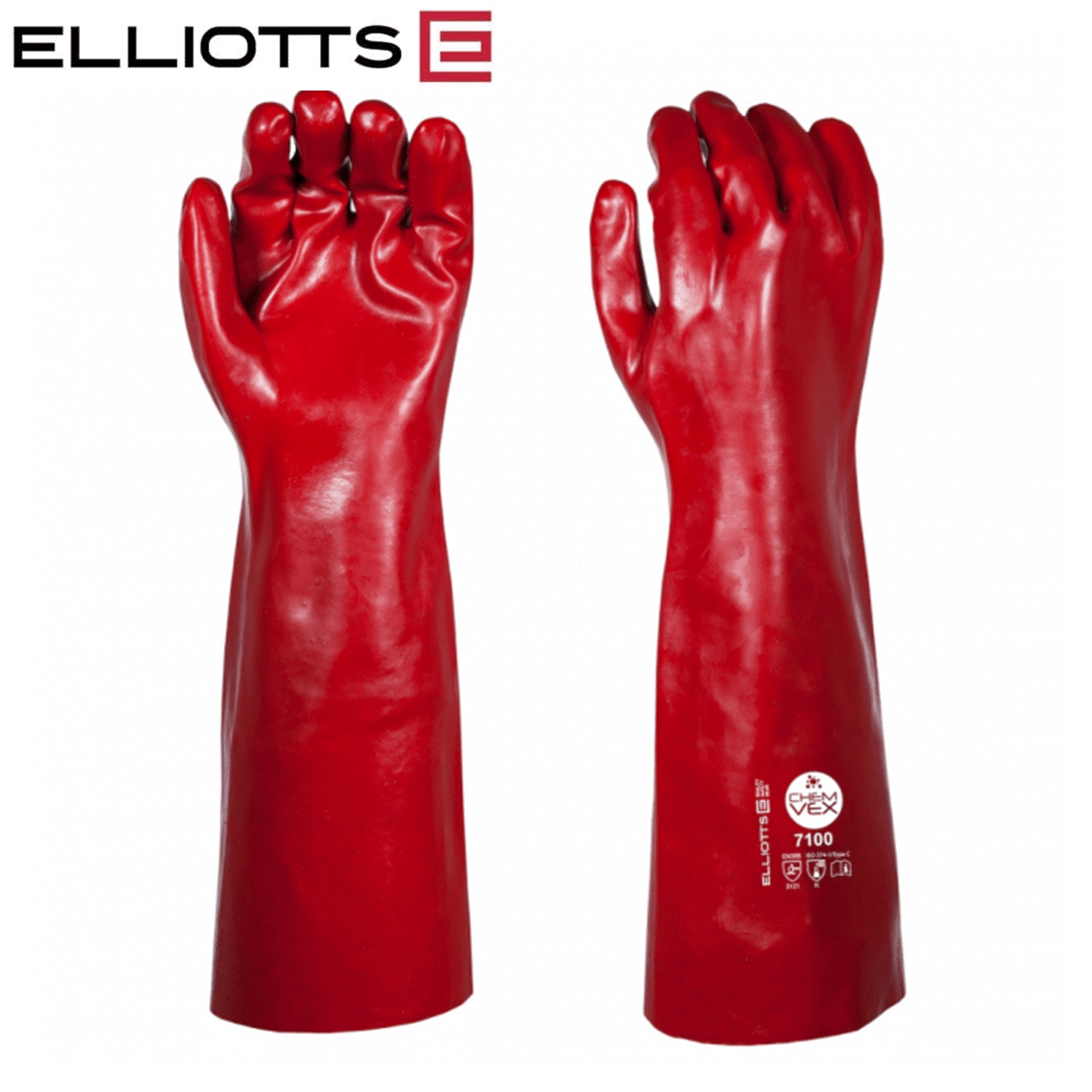 ELG710010 Elliotts ChemVex® Red PVC 45cm long Gauntlet Size 10 ...